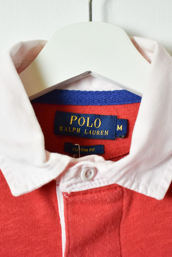 Vintage 10s+ Red Polo Ralph Lauren Rugby Shirt - Medium Cotton– Domno Vintage