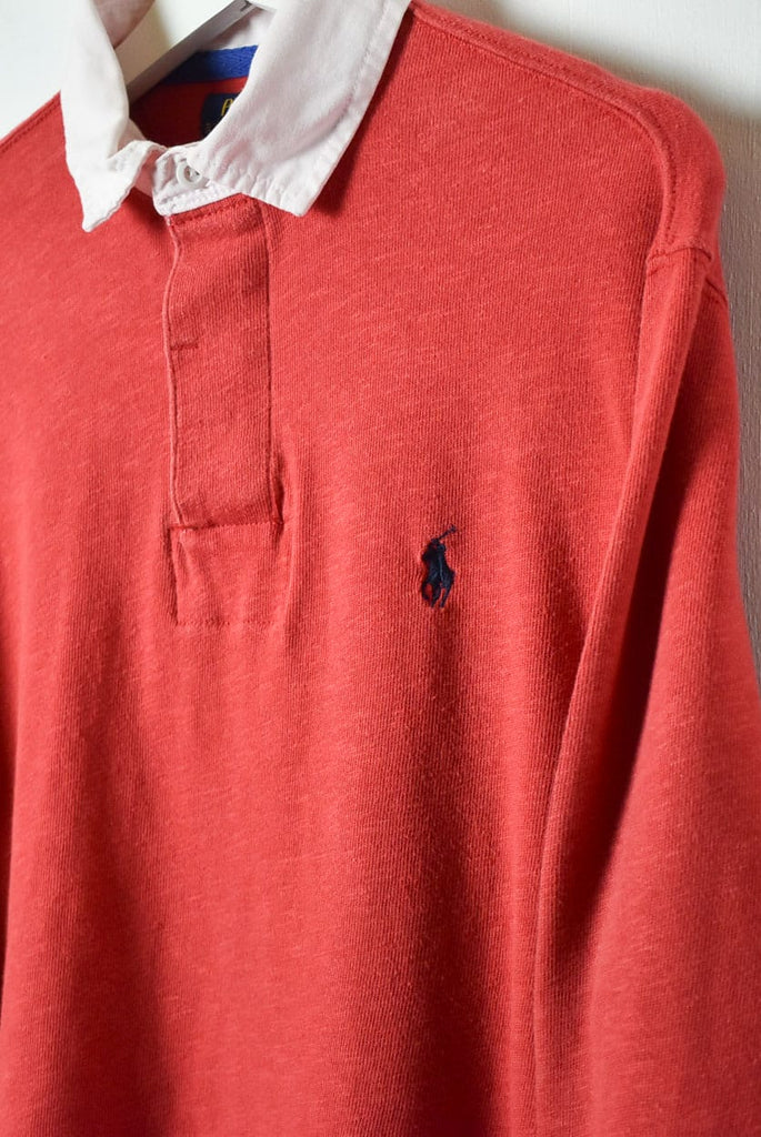 Vintage 10s+ Red Polo Ralph Lauren Rugby Shirt - Medium Cotton– Domno Vintage