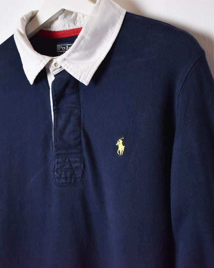 Vintage 90s Navy Polo Ralph Lauren Rugby Shirt - Large Cotton– Domno Vintage
