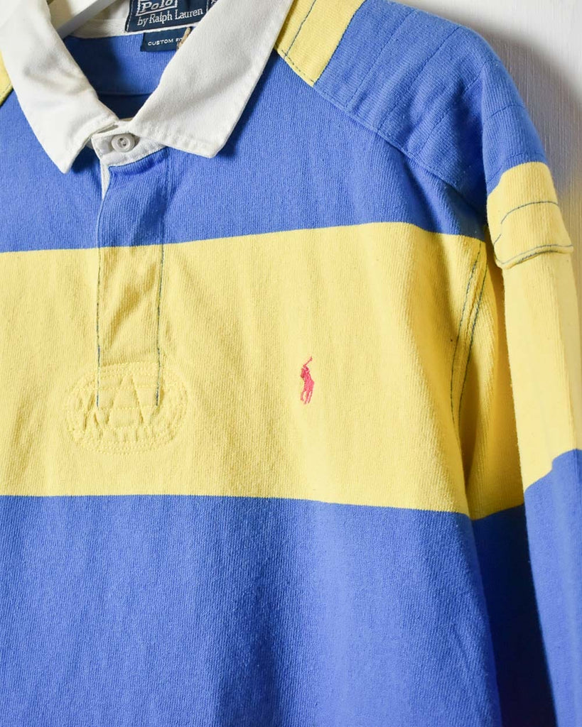 Vintage 90s Blue Polo Ralph Lauren Rugby Shirt - X-Large Cotton– Domno Vintage